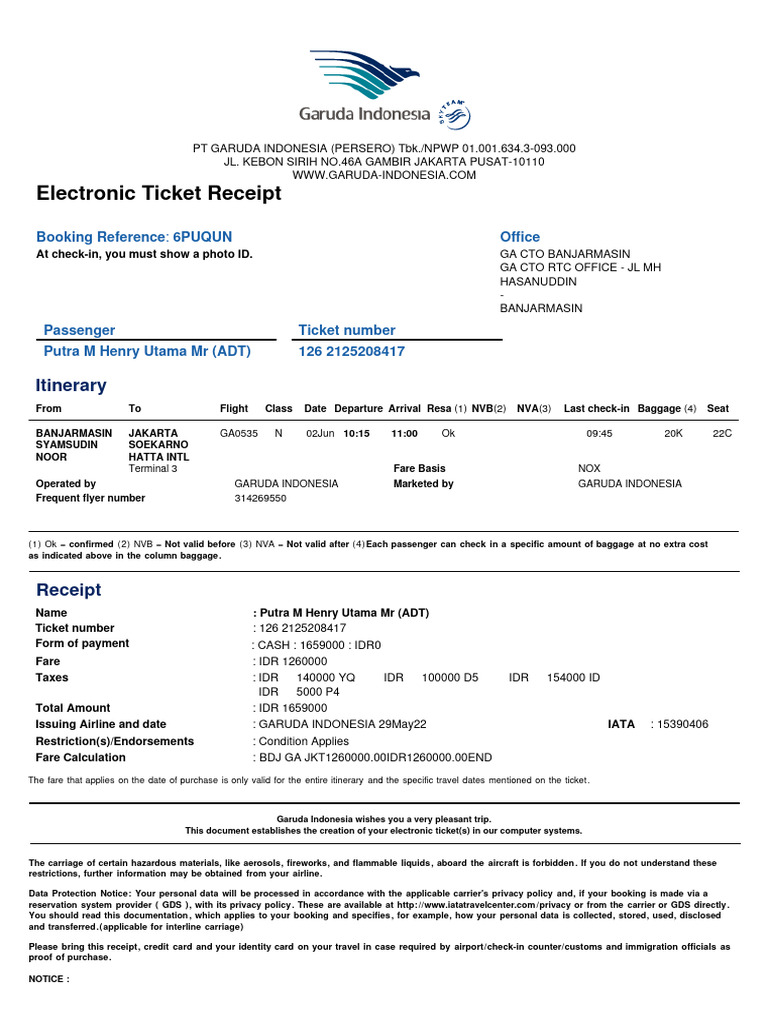 Your Electronic Ticket Receipt | PDF | Dangerous Goods