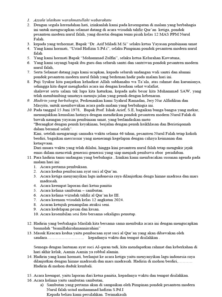 Teks MC | PDF | Kajian Bahasa Asing