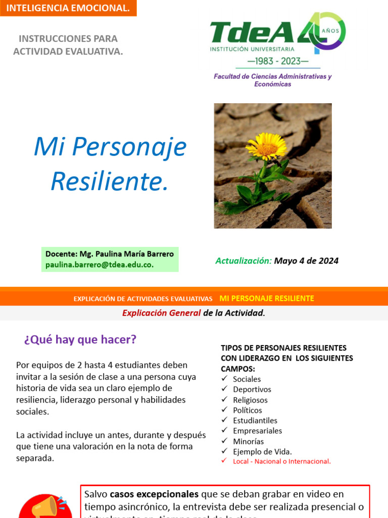 Actividad Evaluativa: Personaje Resiliente | PDF | Cognición | Aprendizaje