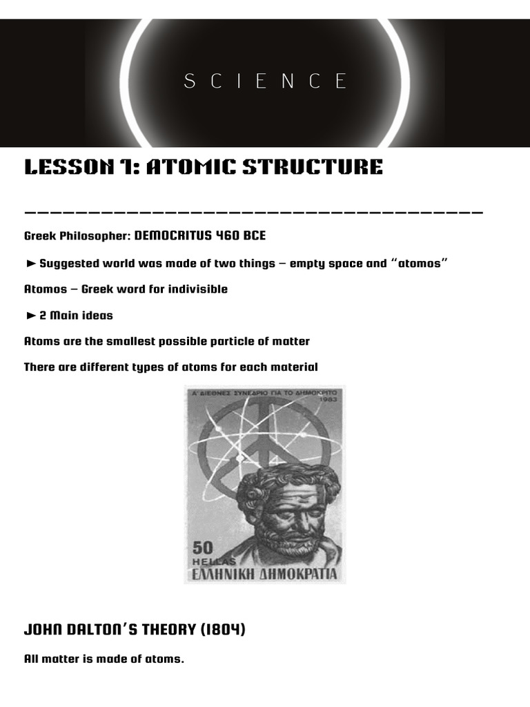 Lesson 1 Atom Structure | PDF | Atoms | Ion