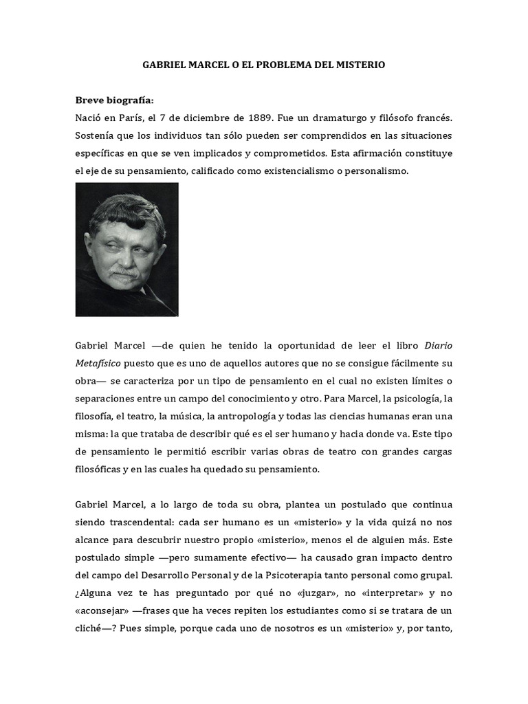 Gabriel Marcel | PDF | Sicología