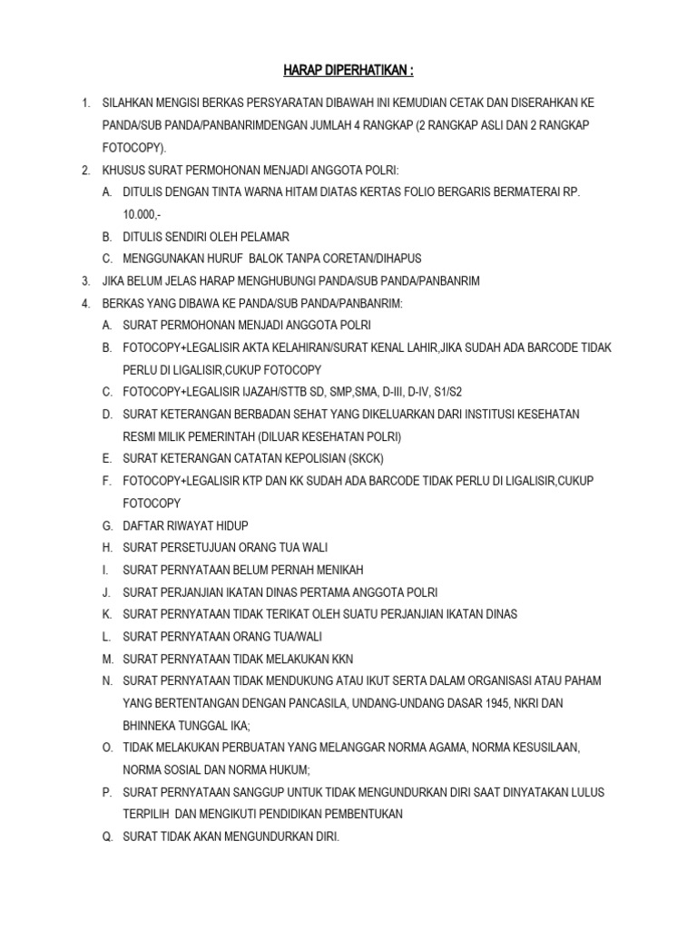 Berkas Pendaftaran Bintara 2024 | PDF Berkas Pendaftaran Bintara 2024 | PDF