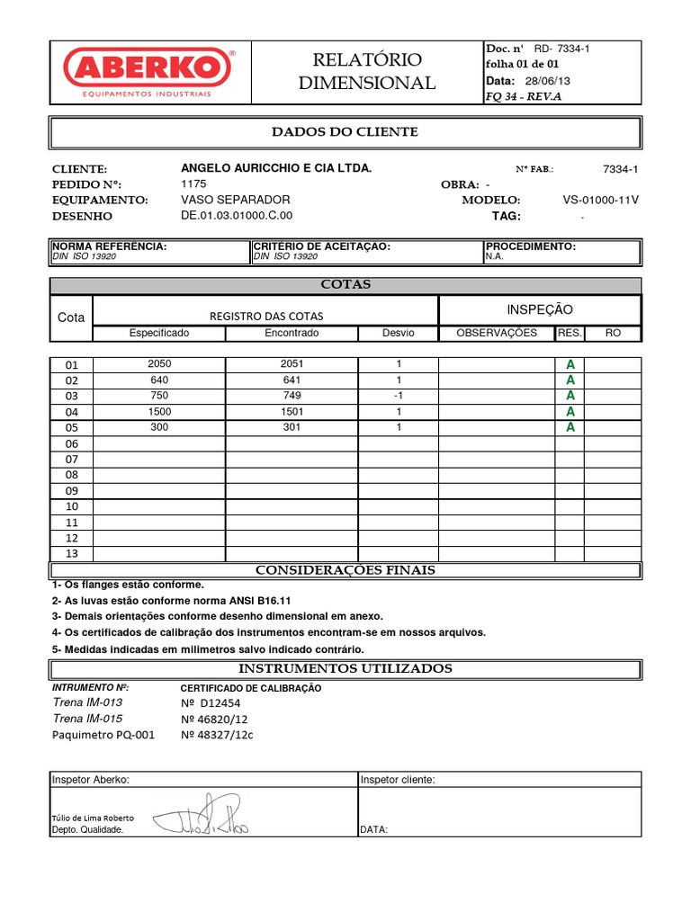 3.5 - Relatório Dimensional | PDF