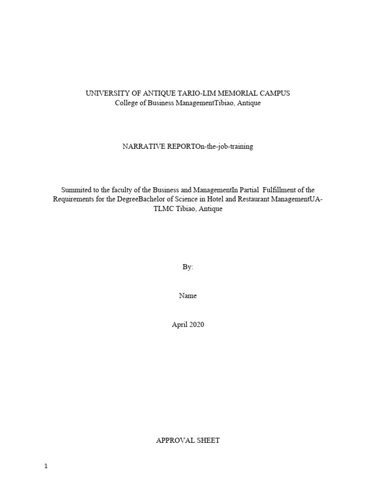 Narrative Reportsample Draft Only | PDF | Sauce | Chef