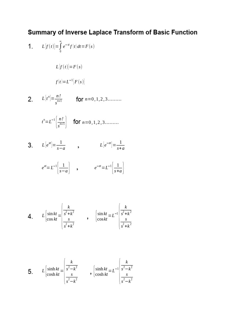 Summary of Inverse LT | PDF | Applied Mathematics | Complex Analysis