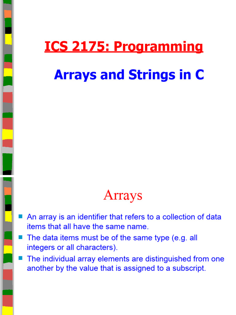 1 ICS 2175 Lecture 5 Strings and Arrays | PDF | String (Computer Science) | Data Type