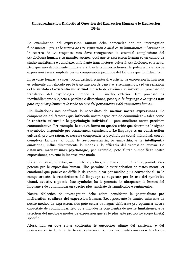 Un Aproximation Dialectic Al Question Del Expression Human | PDF