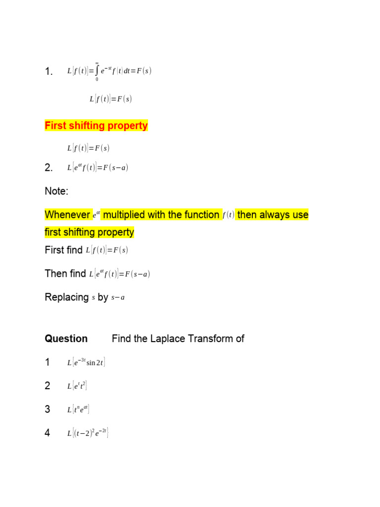 Laplace Transform Properties | PDF | Mathematical Analysis ...