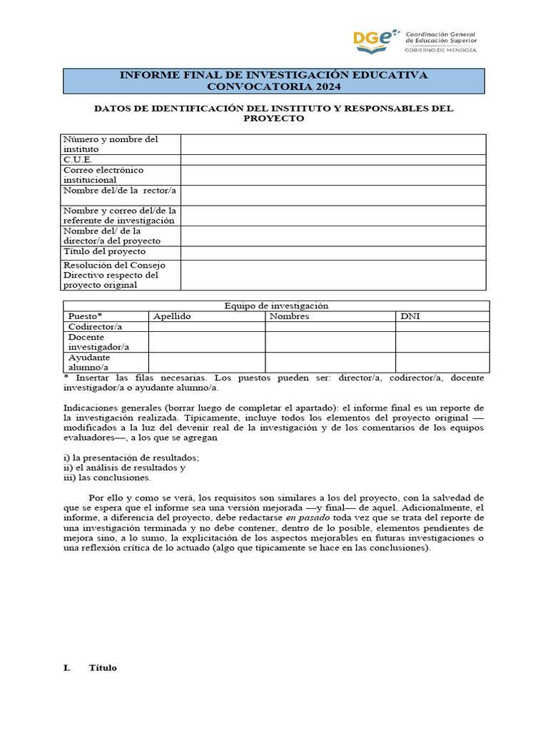 Pauta para Informes Finales de Investigación Educativa (2024) | PDF | Teoría | Paradigma