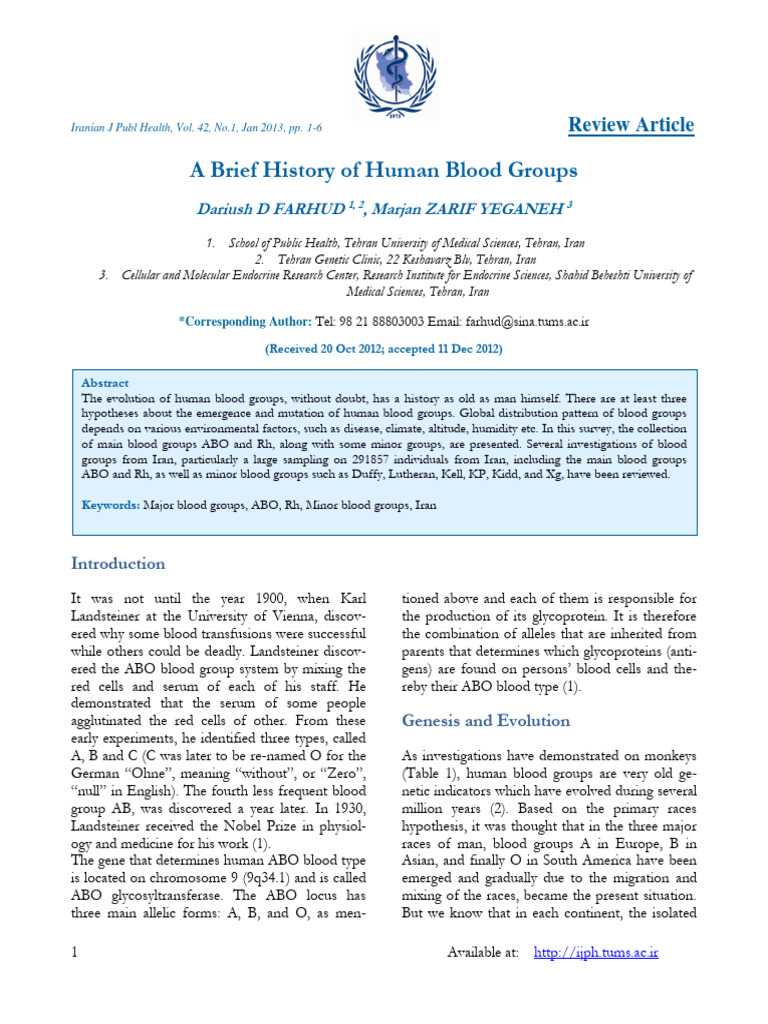 History and Evolution of Blood Groups | PDF | Blood Type | Blood