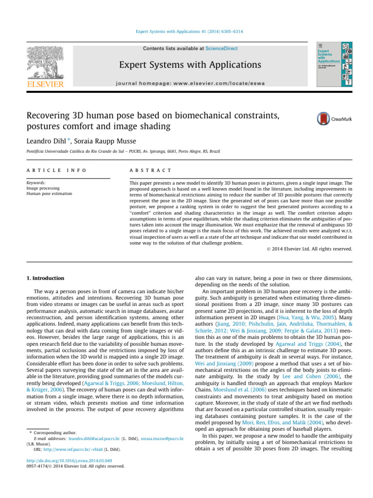 3D Human Pose Recovery Model | PDF | Biomechanics | Databases