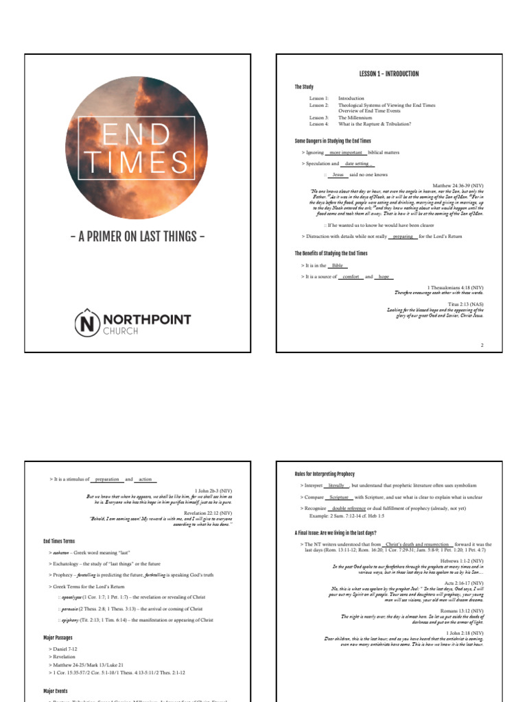 End Times Study: Views & Events | PDF | Rapture | Christian Eschatology