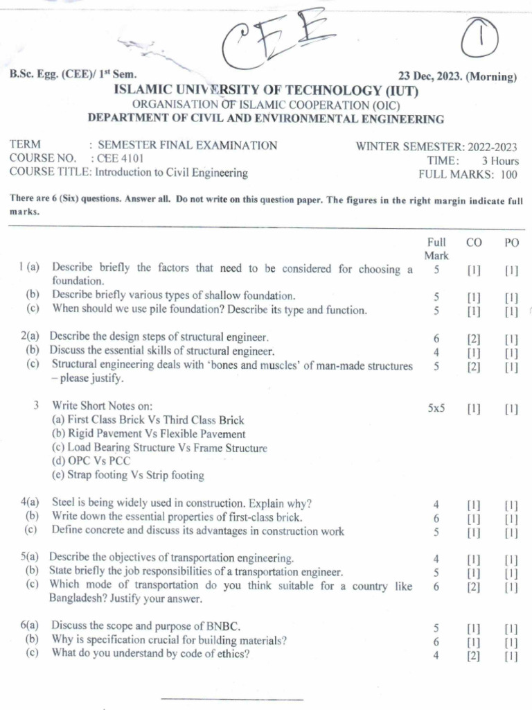 CEE 4101 Introduction To Civil Engineering | PDF | Foundation ...