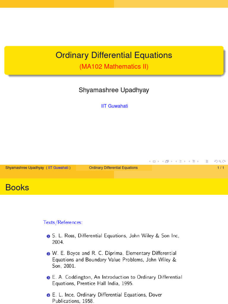 2016-lecture1 | PDF | Ordinary Differential Equation | Equations
