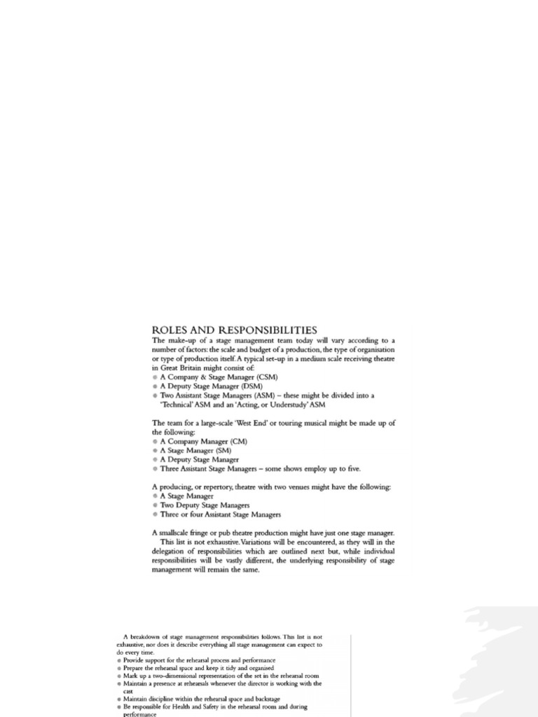 Stage Management | PDF