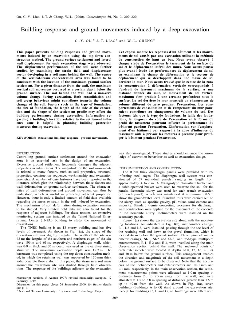 Building Response and Ground Movements Induced by A Deep Excavation ...