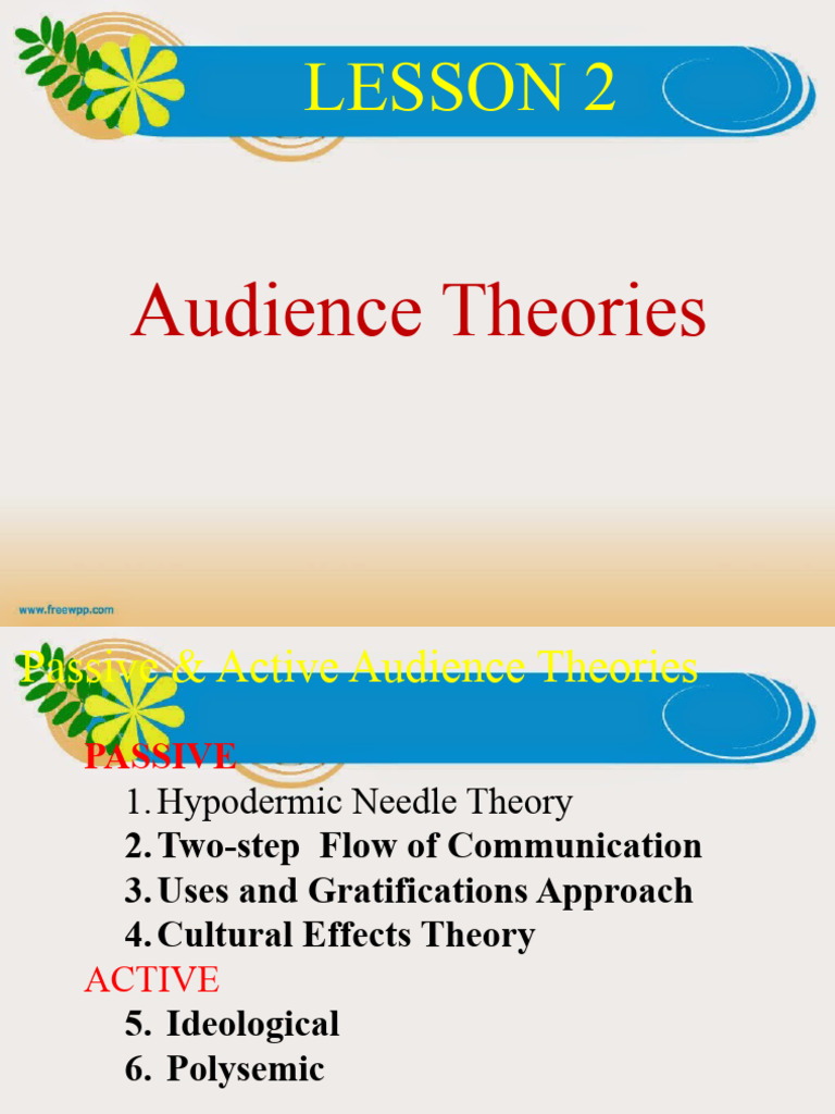 Chapter 3 Lesson 2 - Audience Theories | PDF | Social Psychology | Human Communication
