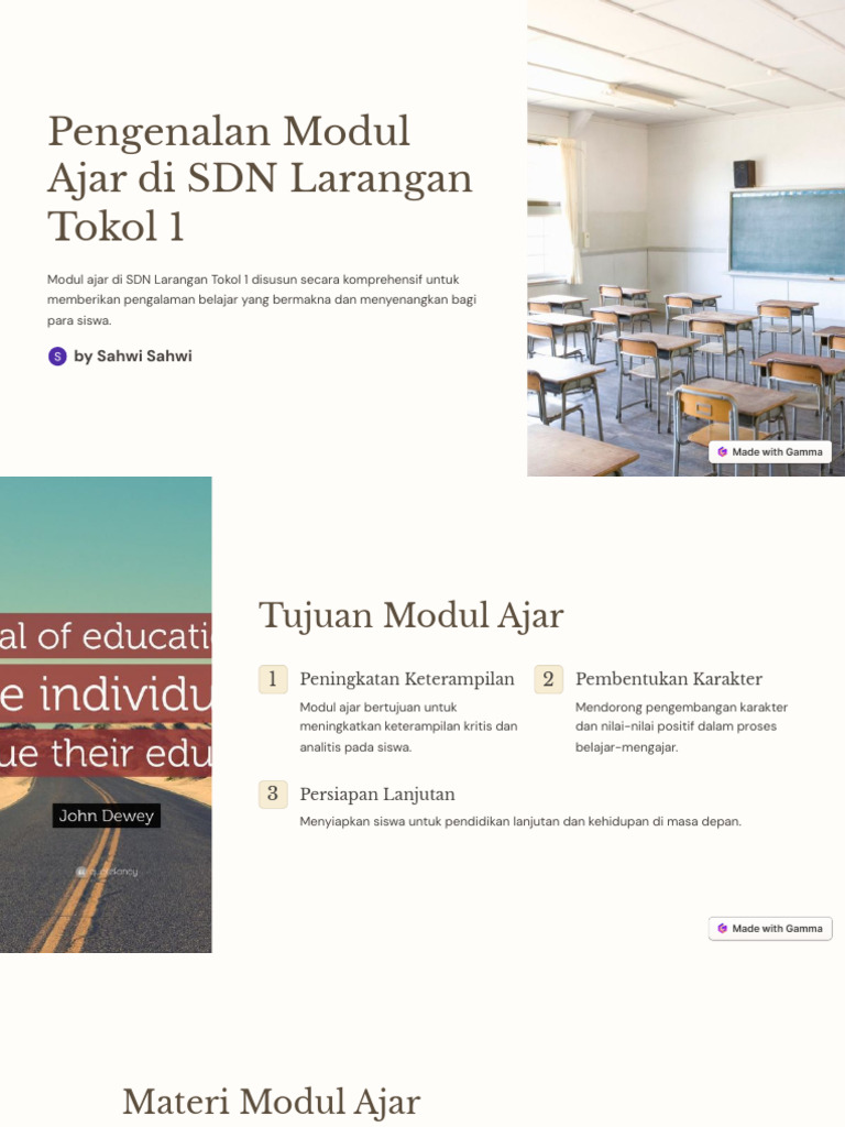 Pengenalan Modul Ajar Di SDN Larangan Tokol 1 | PDF