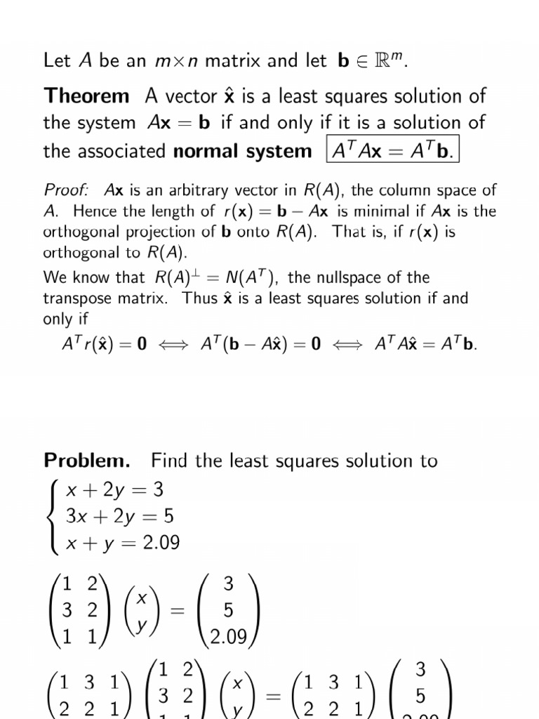 Least Square Example With Systems and Data | PDF