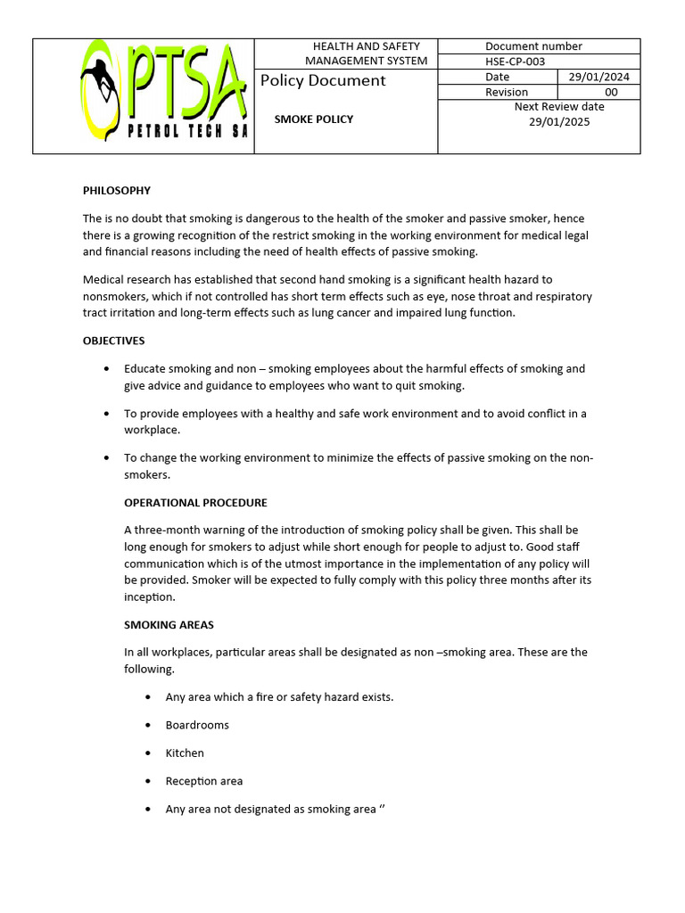 Smoking Policy 2021 | PDF | Tobacco Smoking | Addiction