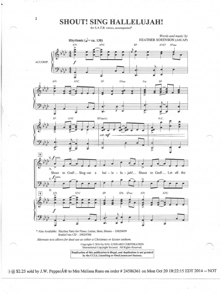 Shout! Sing Hallelujah! - SATB | PDF | Copyright Law