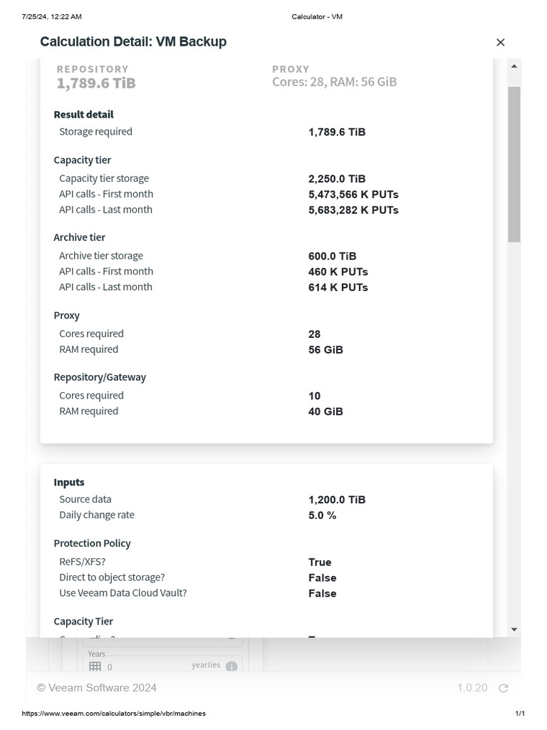 Calculator - Veeam | PDF | Backup | Cloud Computing