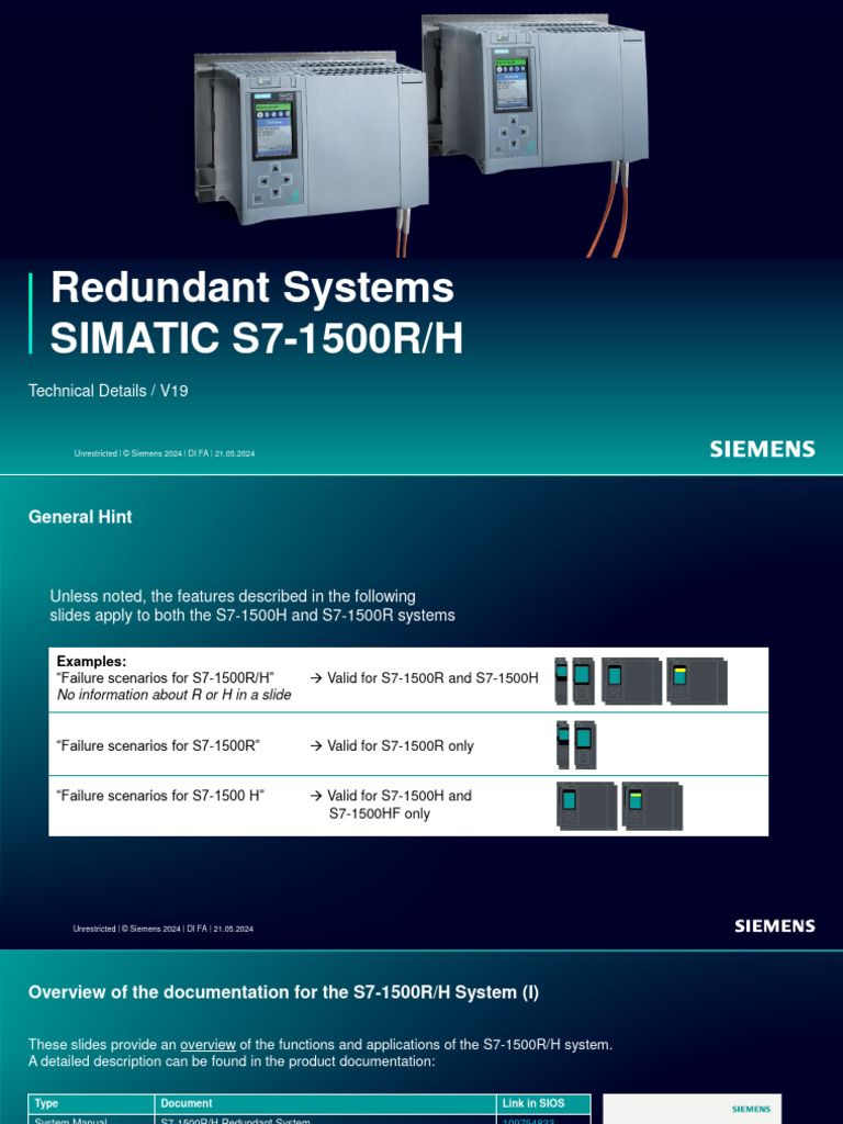 SIMATIC S7-1500 Redundant Systems - EN | PDF | Central Processing Unit | Computer Engineering