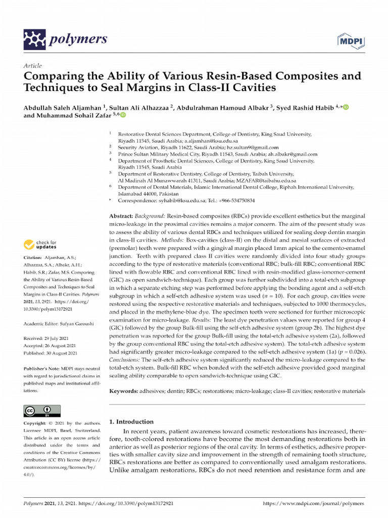 2021 Comparing The Ability of Various Resin Based Composites and ...