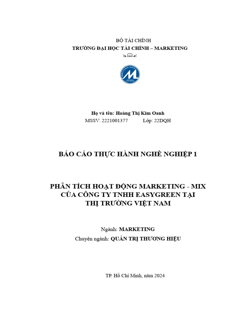 Report Đ o Văn THNN1 - Marketing | PDF