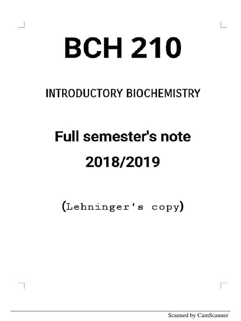 BCH 210 Full Note | PDF