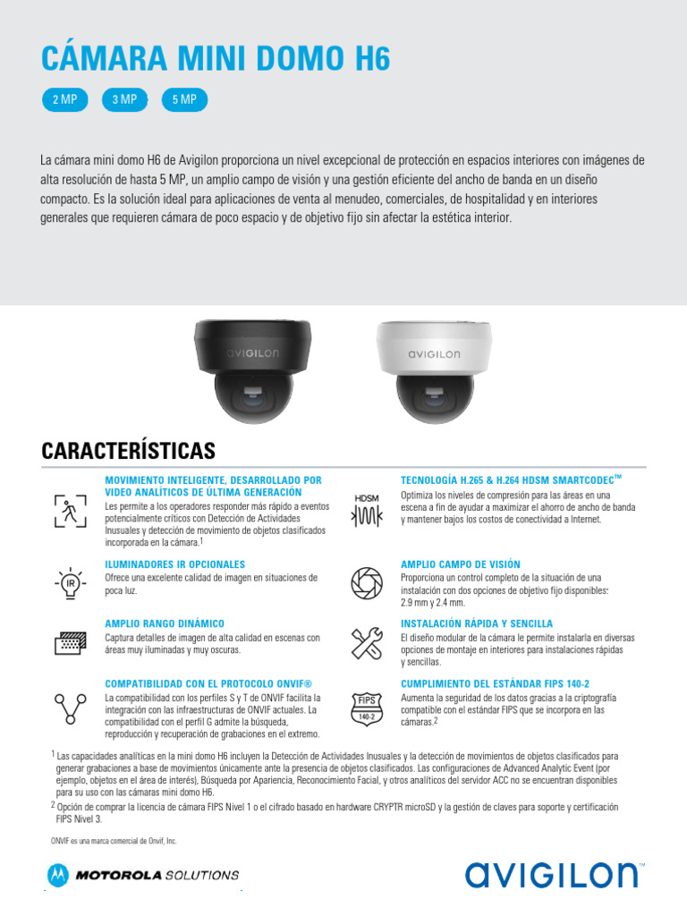 Avigilon h6m Dome Datasheet Es Rev1 | PDF | Marca comercial