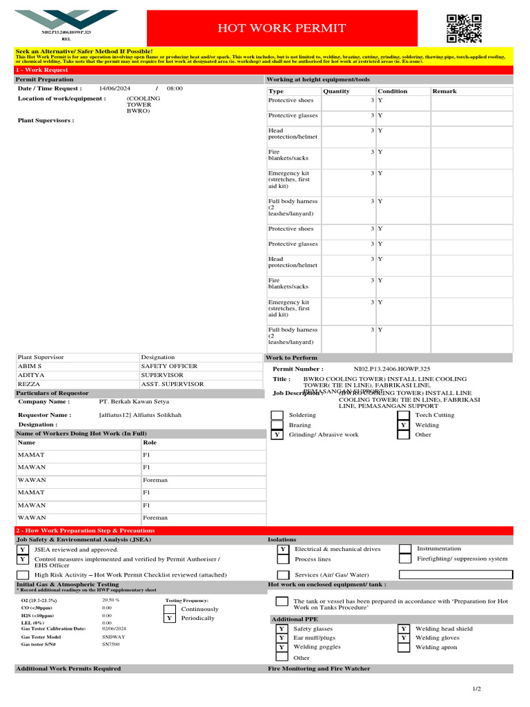 Hot Work Permit | PDF | Welding | Construction