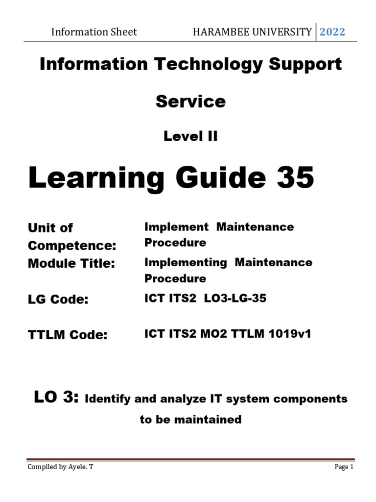 Implement Maintenance Procedure LO3 | PDF | Computer Network | Computer Hardware