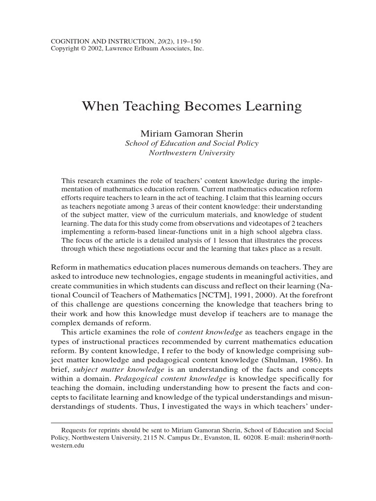 When Teaching Becomes Learning | PDF | National Council Of Teachers Of ...