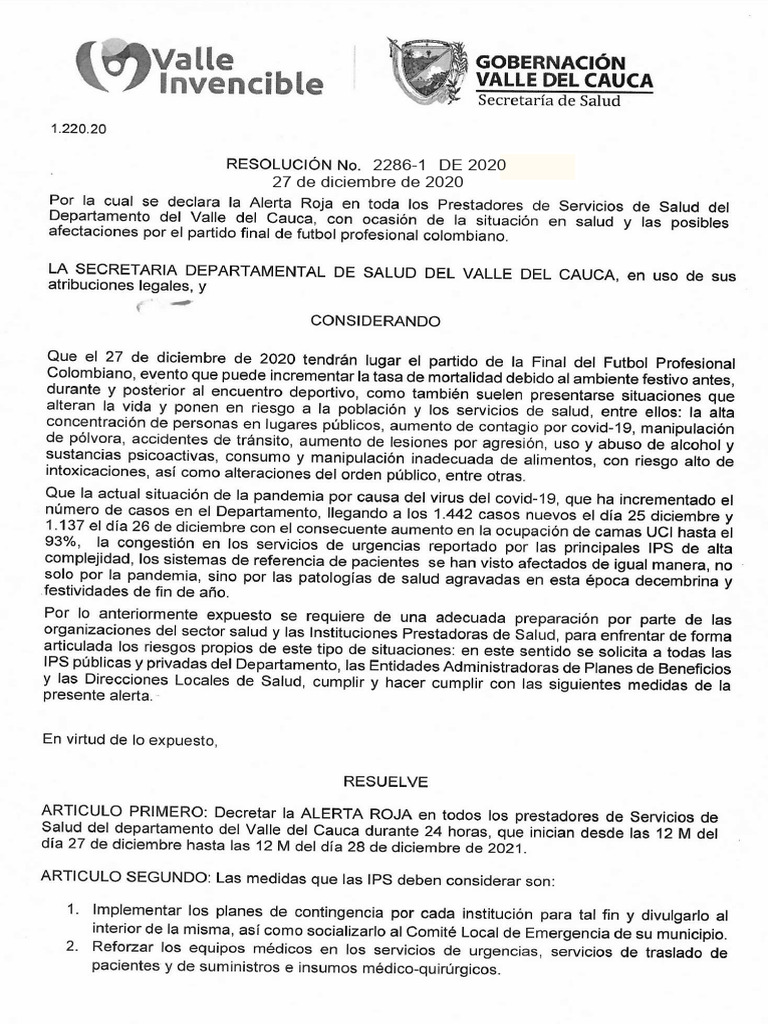 Alerta Roja Final de Futbol 2286-1 | PDF