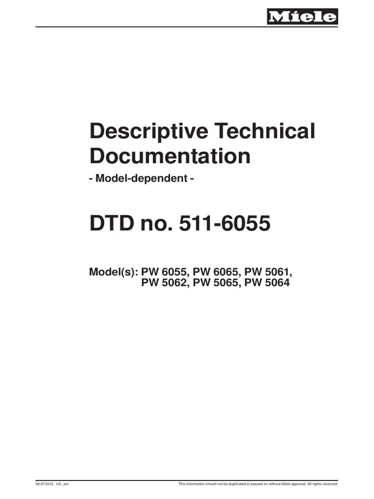 Miele Washing Machine PW6065 Service Book | PDF | Electrical Connector ...