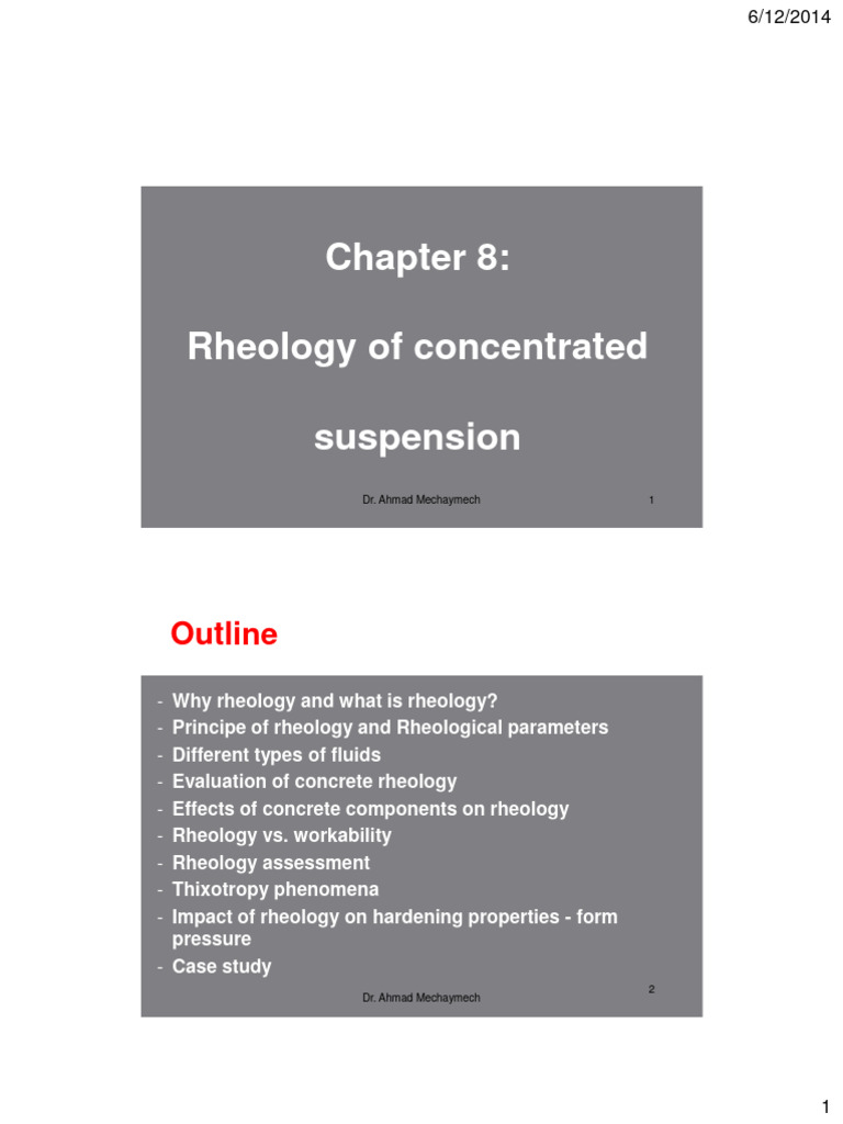 Rheology of Concentrated Suspension | PDF | Rheology | Shear Stress