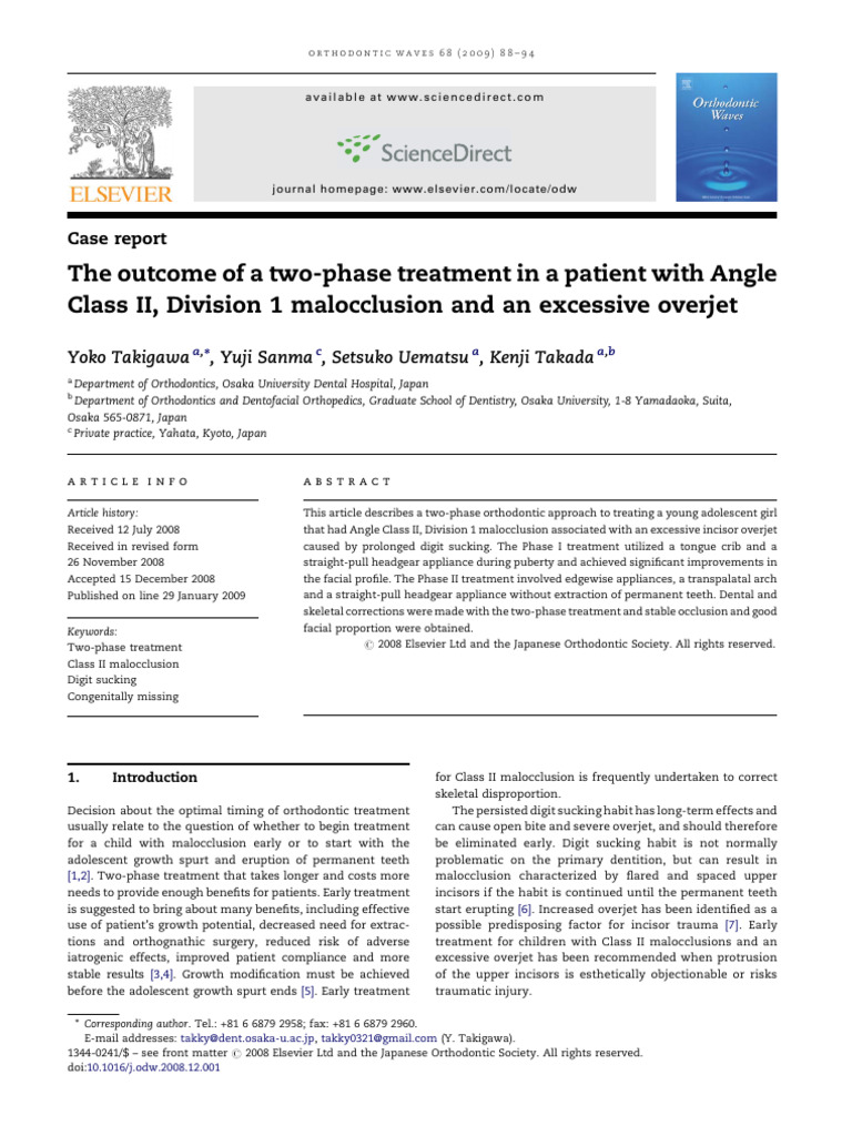 The Outcome Of A Two Phase Treatment In A Patient With Angle Class Ii