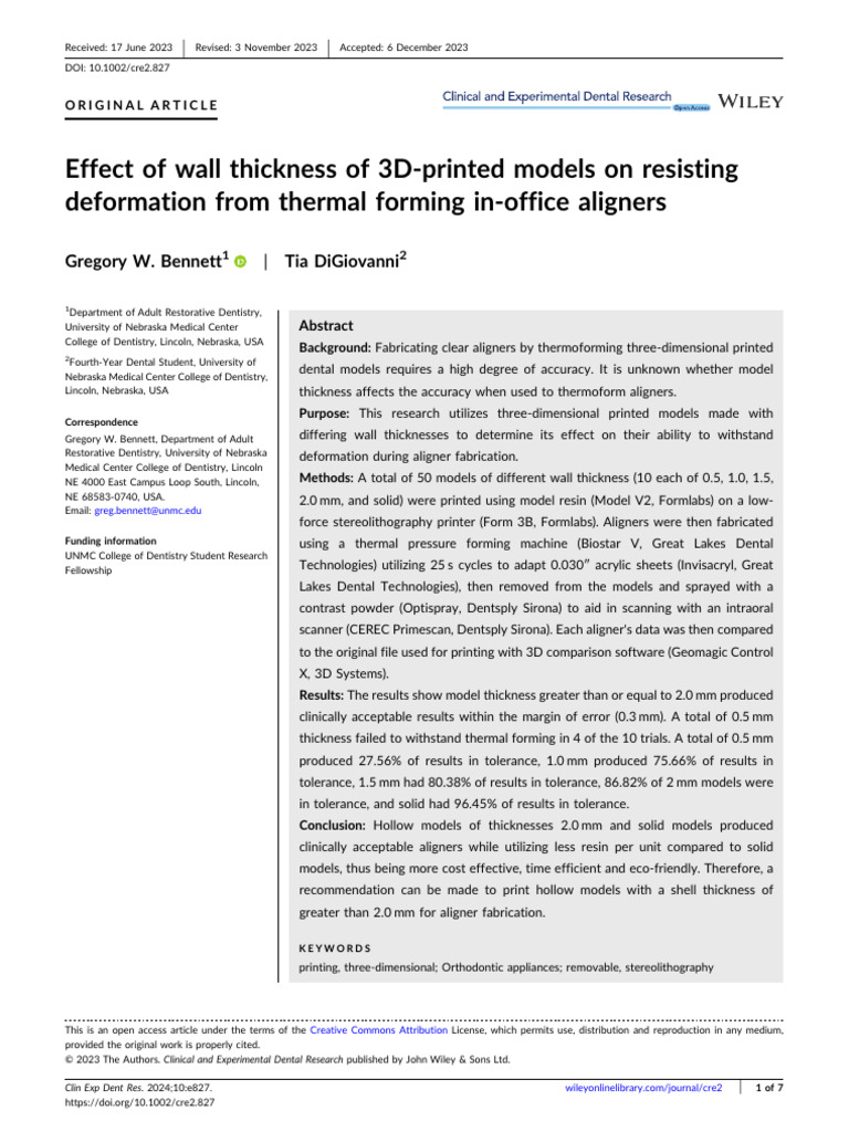 Effect of Wall Thickness of 3D Printed Models On Resisting Deformation ...