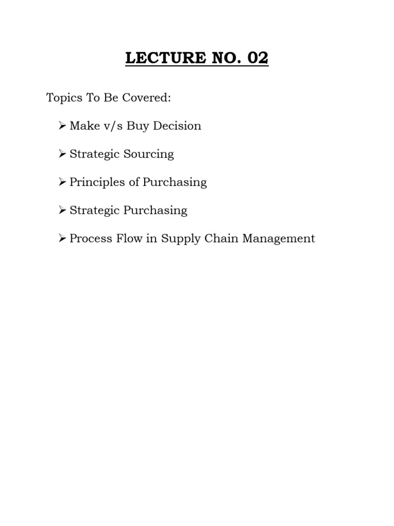 GSBS Lecture No. 2 | PDF | Procurement | Supply Chain