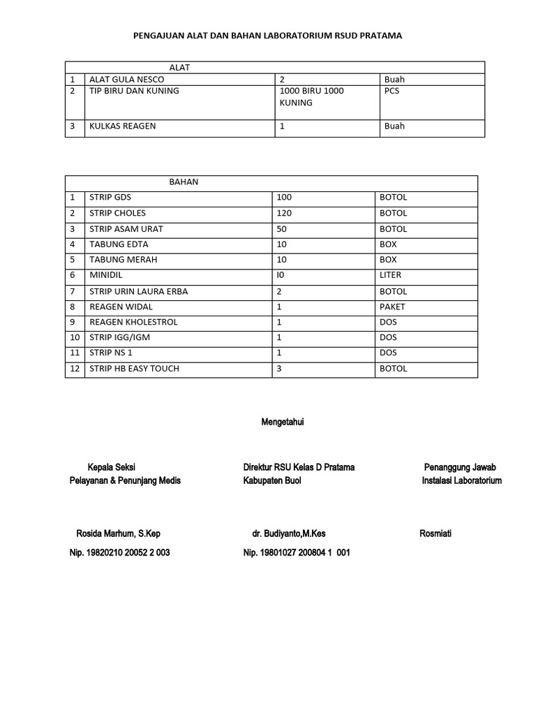 Pengadaan Alat Lab RSUD Pratama | PDF