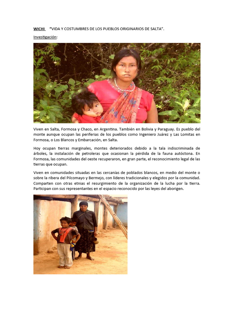 Vida y desafíos del pueblo Wichí en Salta | PDF | Política | Religión y ...