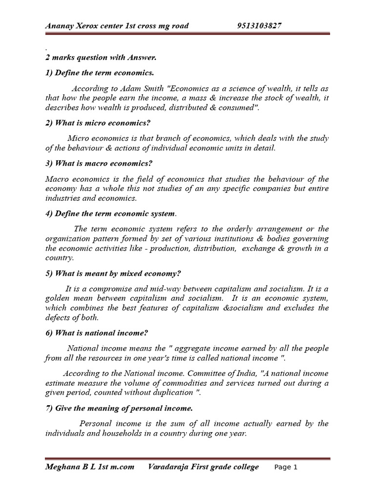 MEBD 2marks Question S and Answers | PDF | Fiscal Policy | Inflation