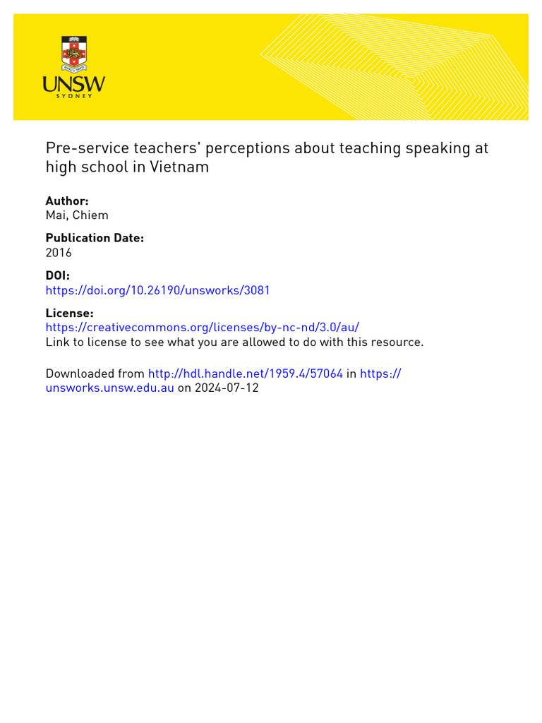Pre-service Teachers' Perceptions About Teaching Speaking at High ... Pre-service Teachers' Perceptions About Teaching Speaking at High ...