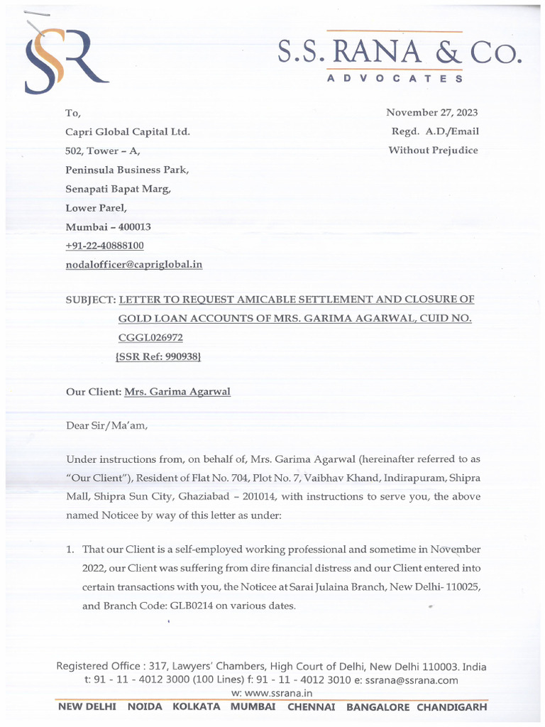 Mrs. Garima Agarwal - Gold Loans | PDF