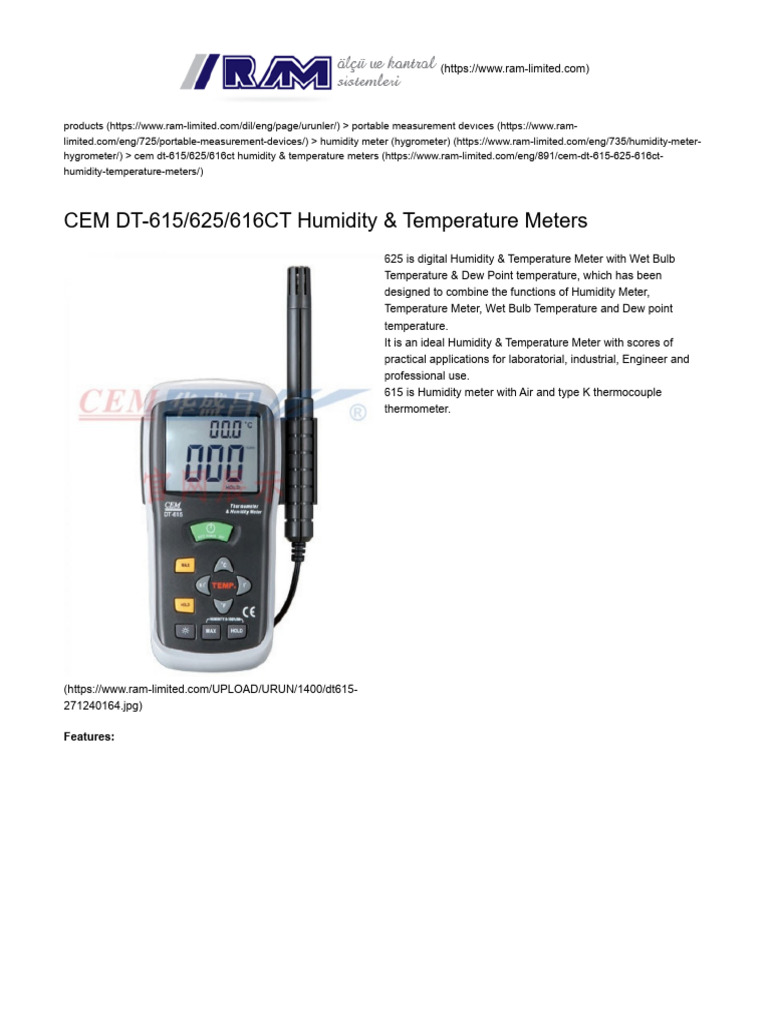 Humidity Meter (Make Mextech-DT-615 | PDF | Humidity | Atmosphere