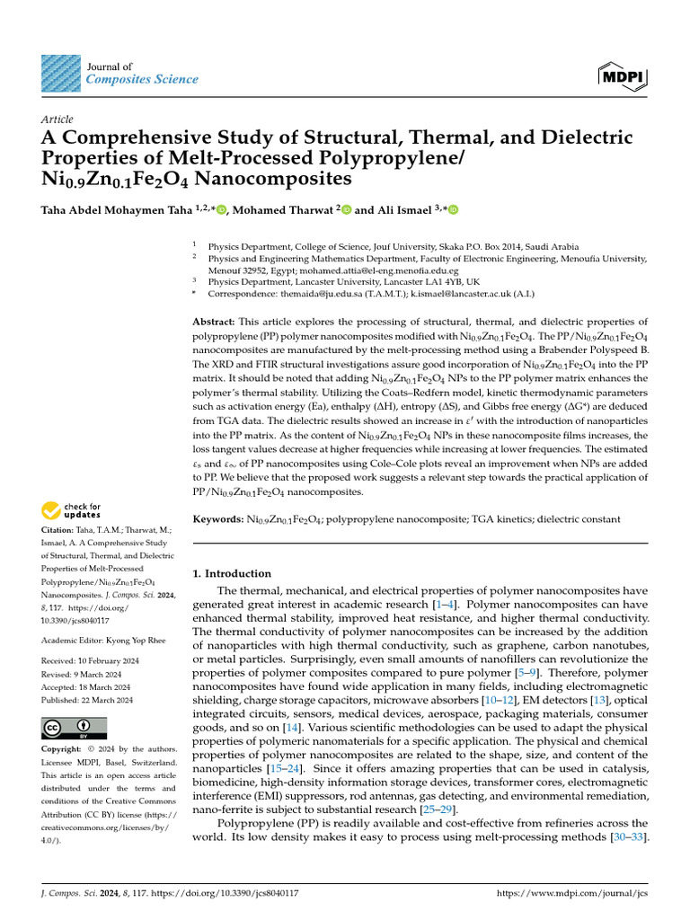 A Comprehensive Study of Structural, Thermal, and Dielectric Properties ...