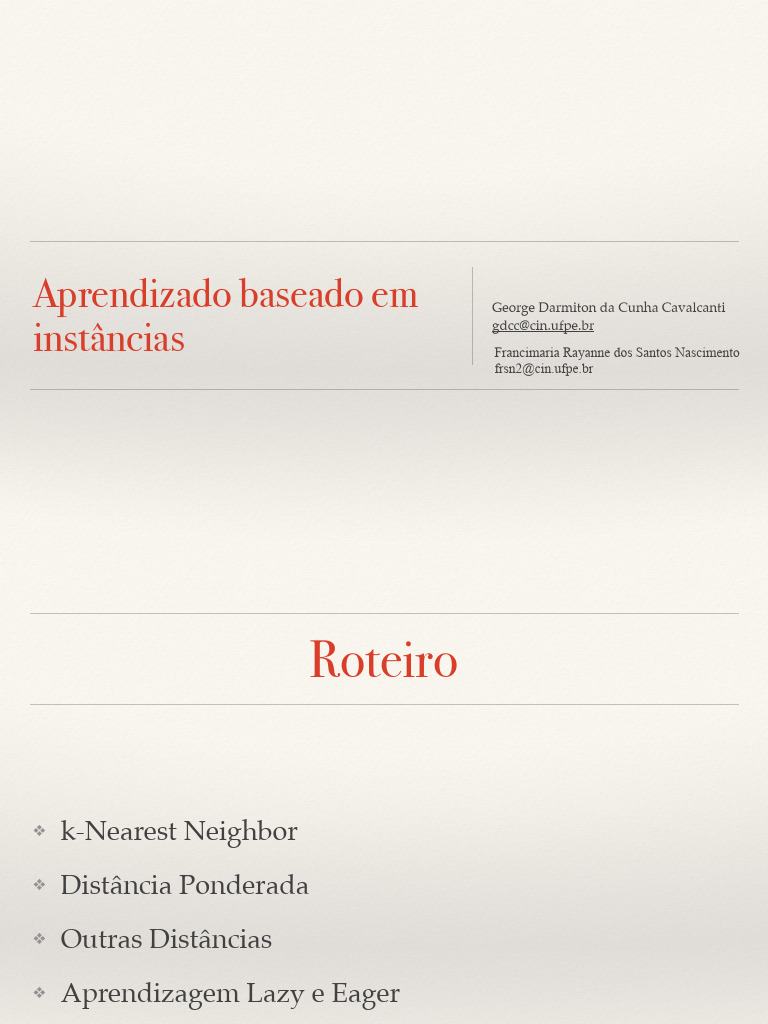 2.aprendizado Baseado em Instancias | PDF | Conceitos matemáticos | Analise matemática