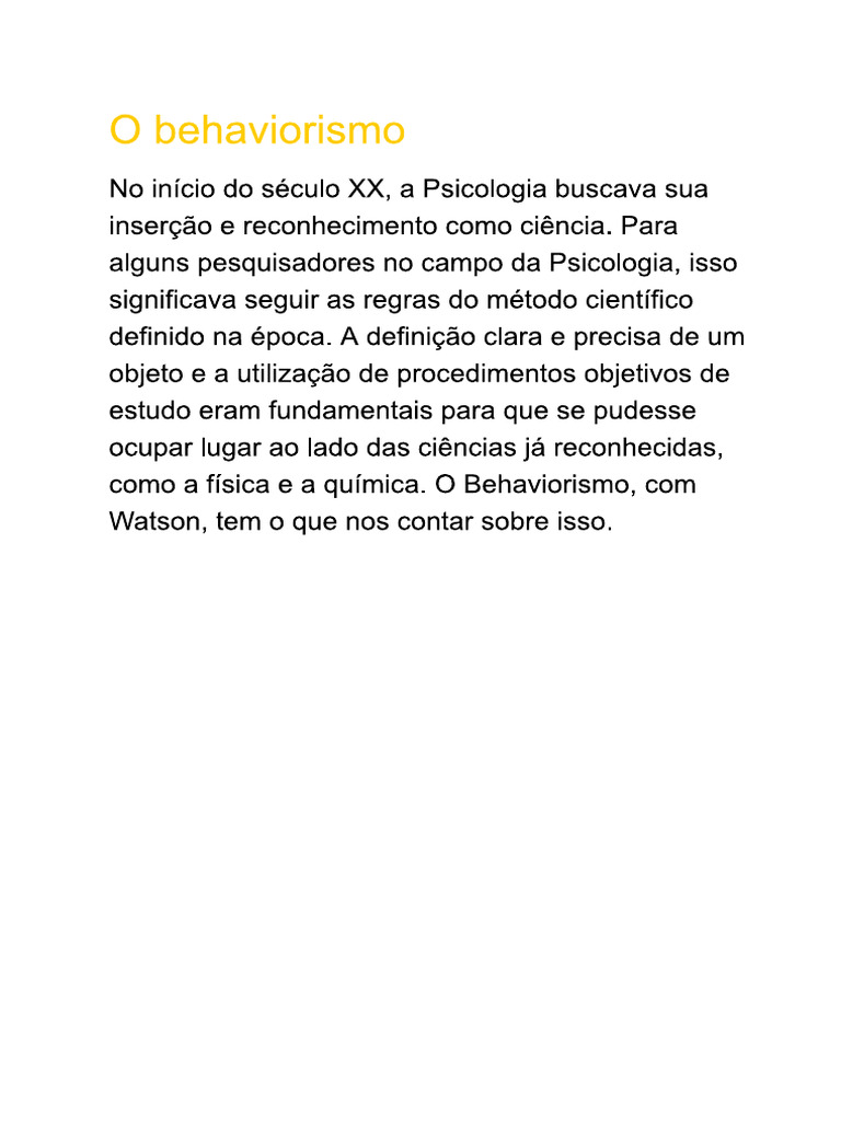 Psicologias - Behaviorismo e Psi Como Profissão | PDF