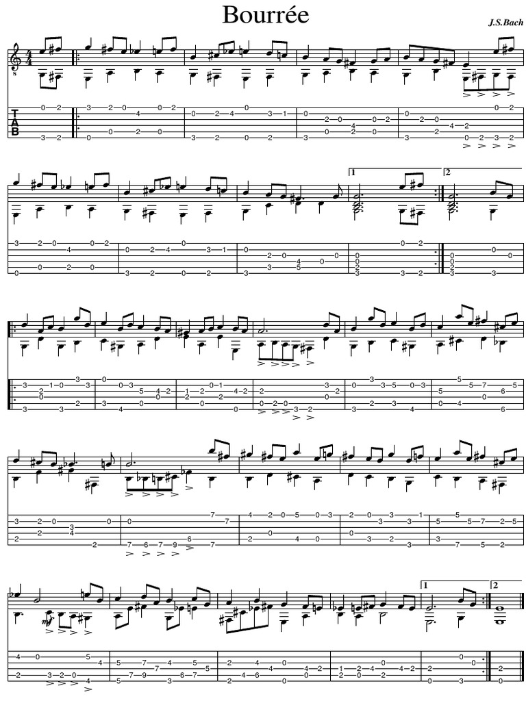 Bach_Bourree_TAB | PDF